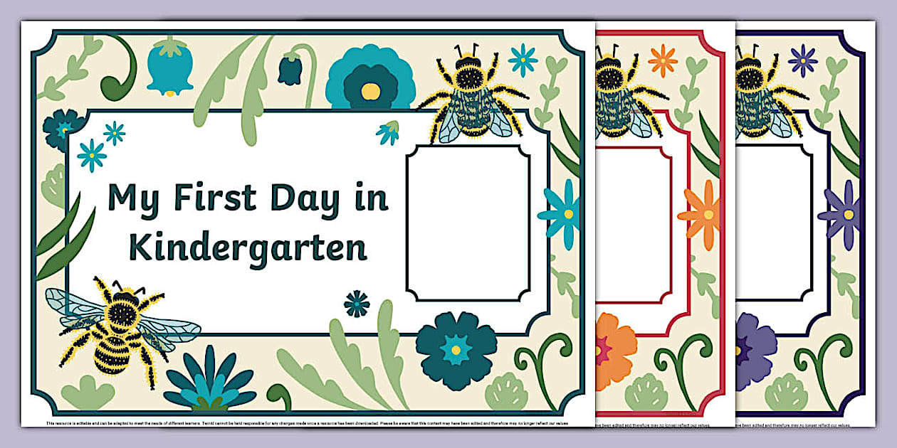 Bee-Themed Editable First Day in Kindergarten Photo Border