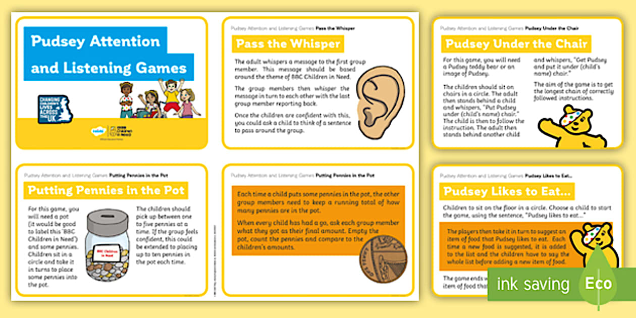FREE! - Pudsey Attention and Listening Games Cards - Twinkl