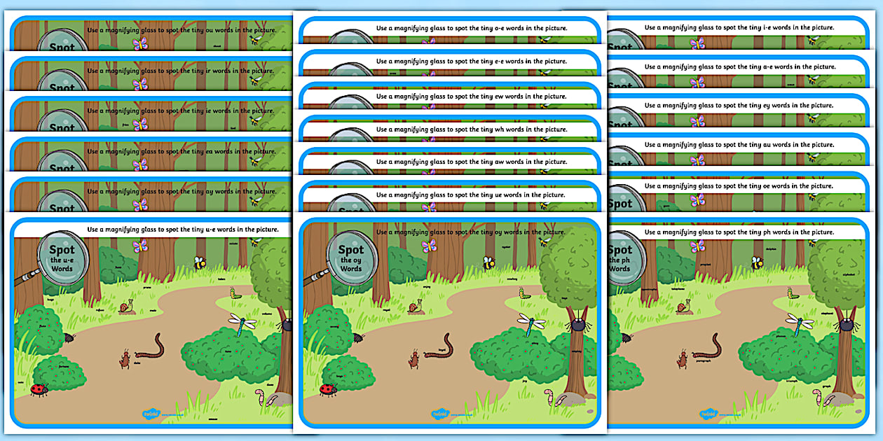 Phase 5 Minibeasts Scene Magnifying Glass Activity Pack