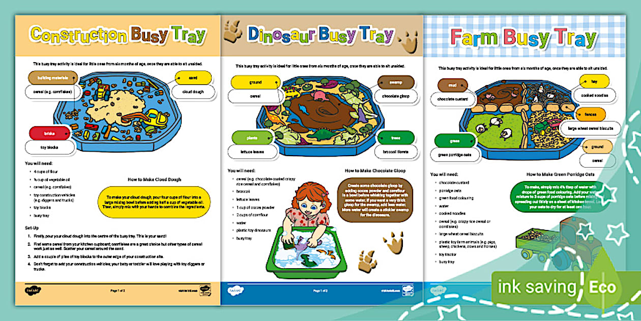 Busy Tray Pack — Animals, Dinosaurs and Construction