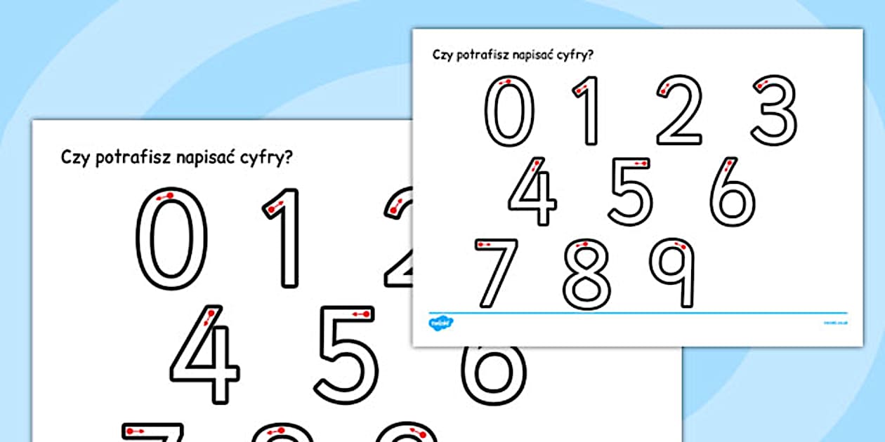Black and White Number Formation Worksheet Polish - Twinkl