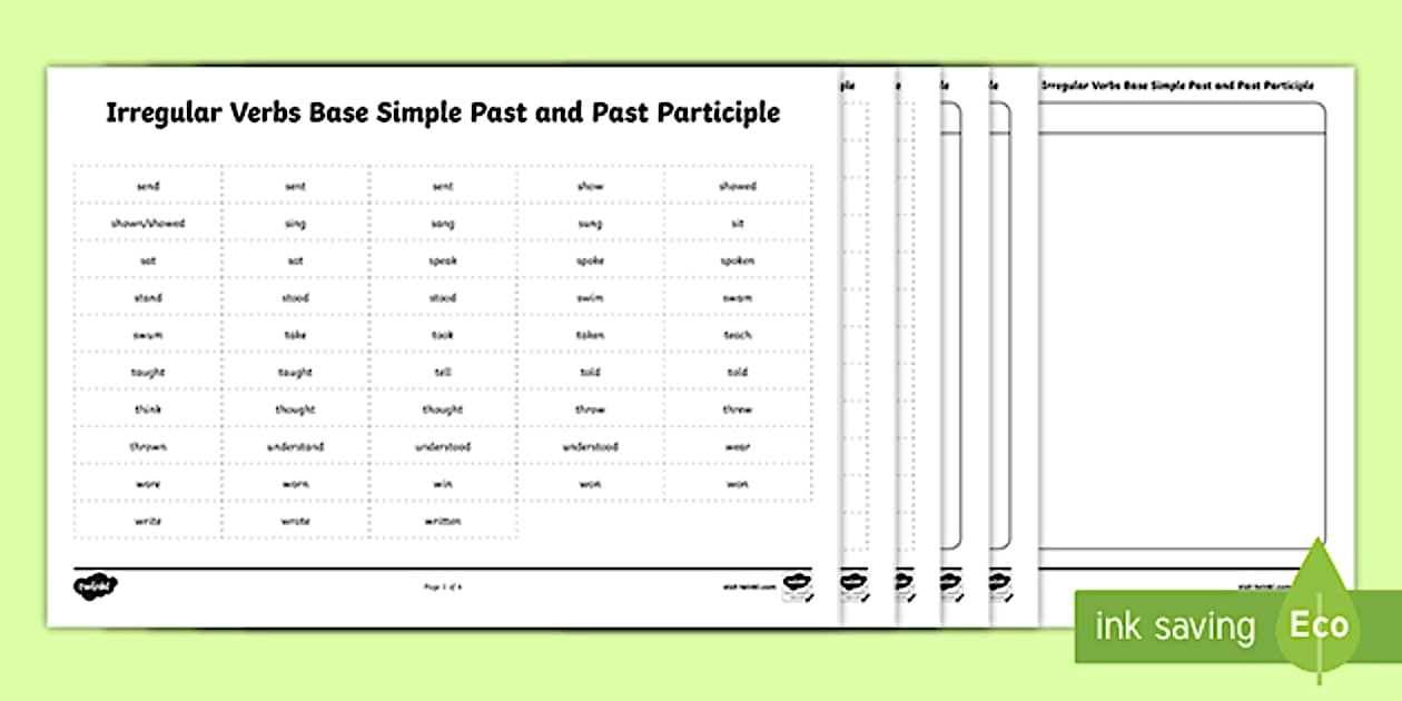 Irregular Verbs| Past Participle & Simple Past Worksheet PDF