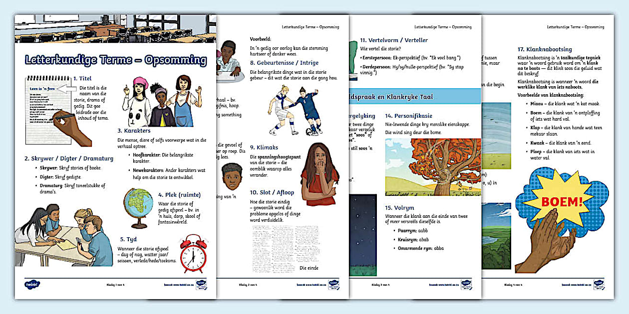 Letterkundige Terme Opsomming (Teacher-Made) - Twinkl