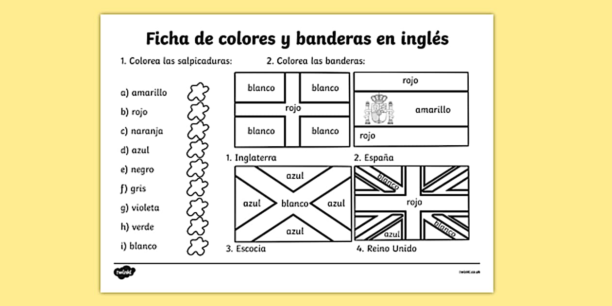 Spanish Colouring Flags Worksheet (teacher made) - Twinkl