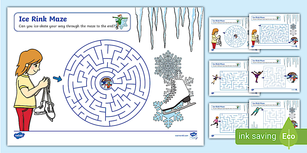 Ice Rink Maze Activity Worksheets