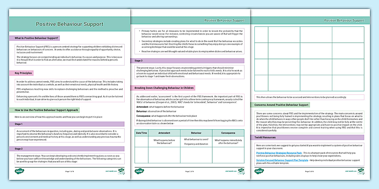 Positive Behaviour Support Examples (teacher made) - Twinkl