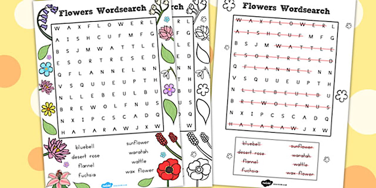 Flowers Wordsearch (teacher made) - Twinkl