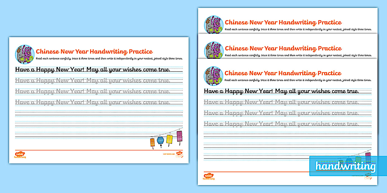Chinese New Year | Handwriting Practice Sheets | PDF