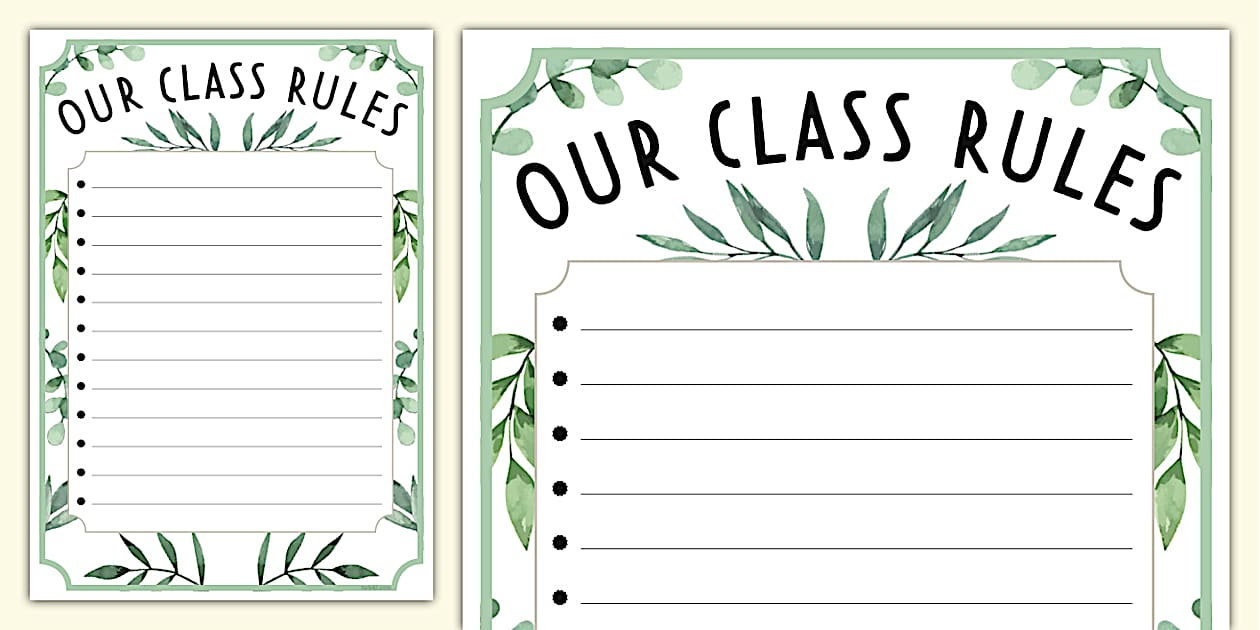 Botanical-Themed Our Class Rules Display Poster - Twinkl