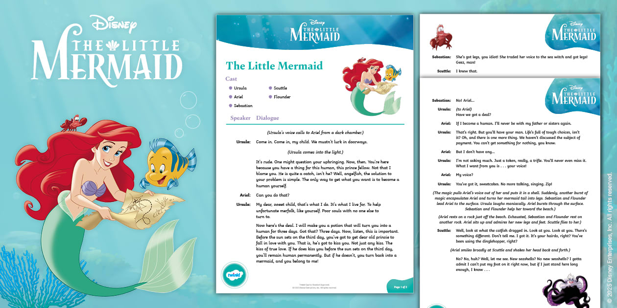 The Little Mermaid: Find Your Voice - Play Script - Twinkl