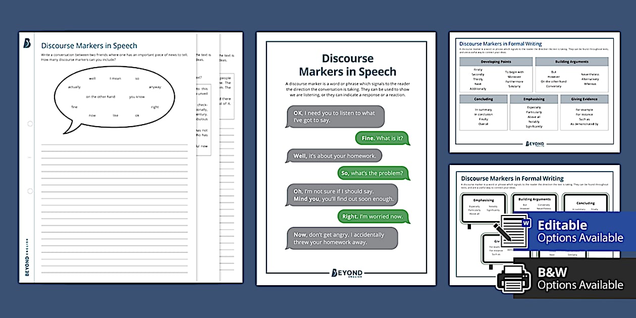 Discourse Markers PDF - ESL Resource Packs - Twinkl