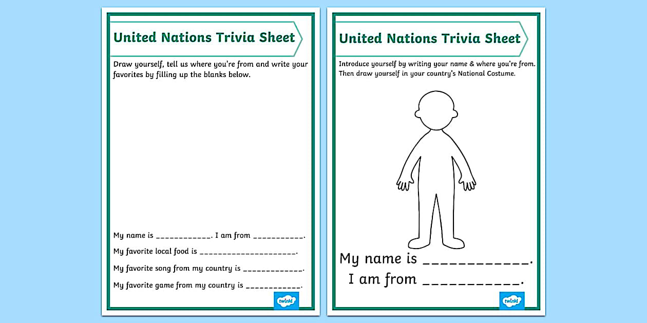 United Nations Trivia Sheet (teacher made) - Twinkl