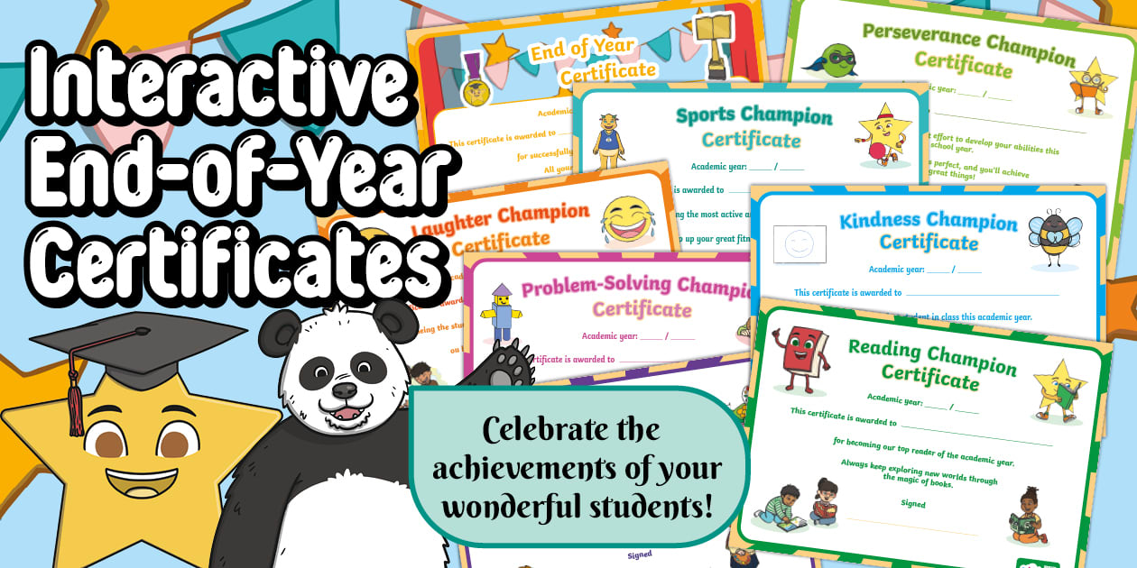 Interactive End-of-Year Certificates - Twinkl