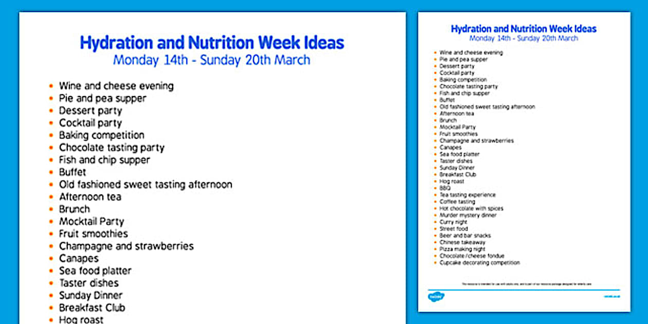 Black and White Elderly Care Hydration and Nutrition Week Ideas