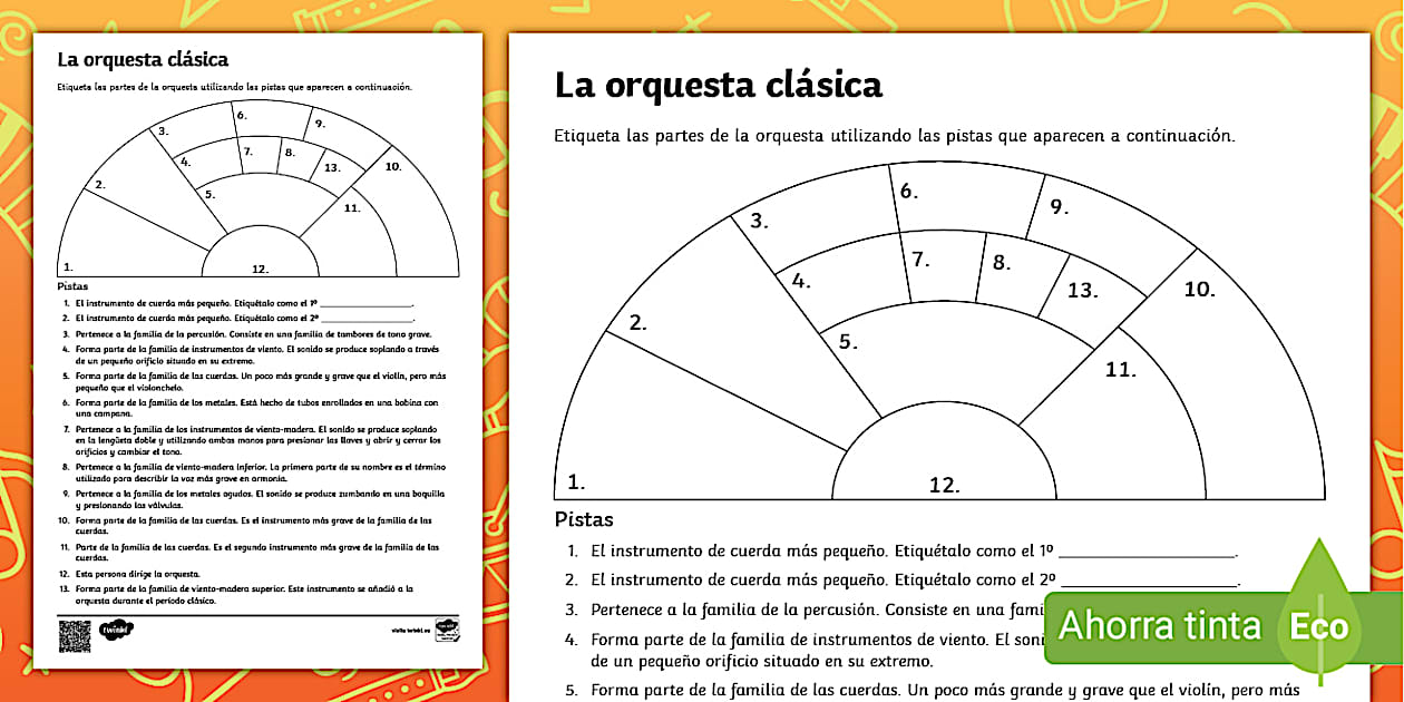 Ficha de actividad: La orquesta clásica - Twinkl