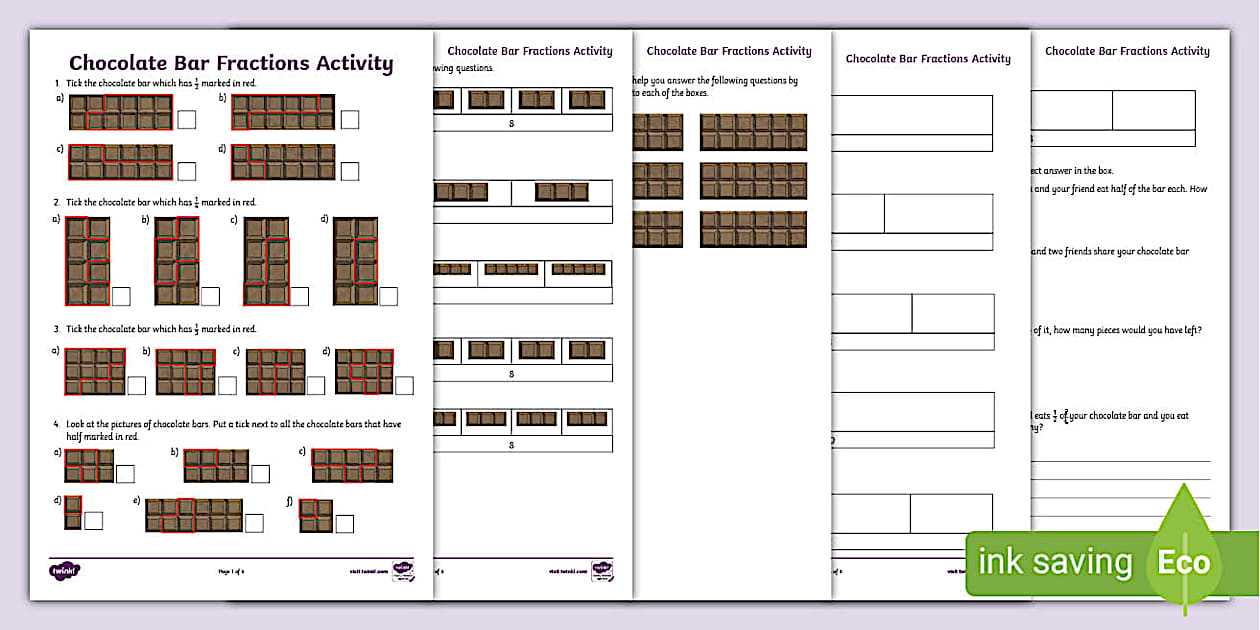 👉 Chocolate Bar Fractions Activity - Twinkl - KS1 - Maths