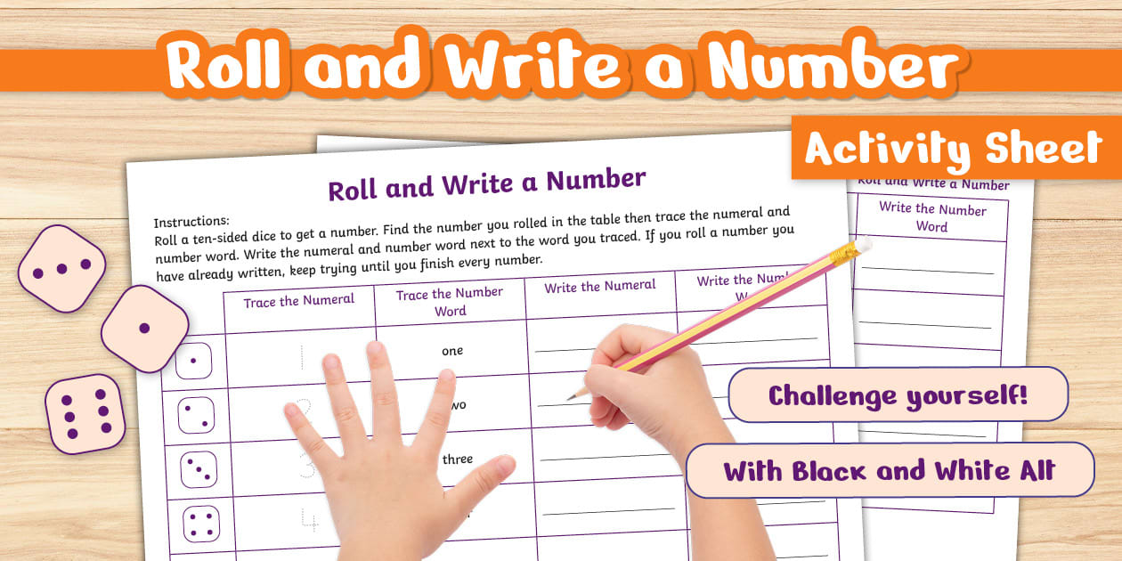 Roll and Write a Number Activity Sheet