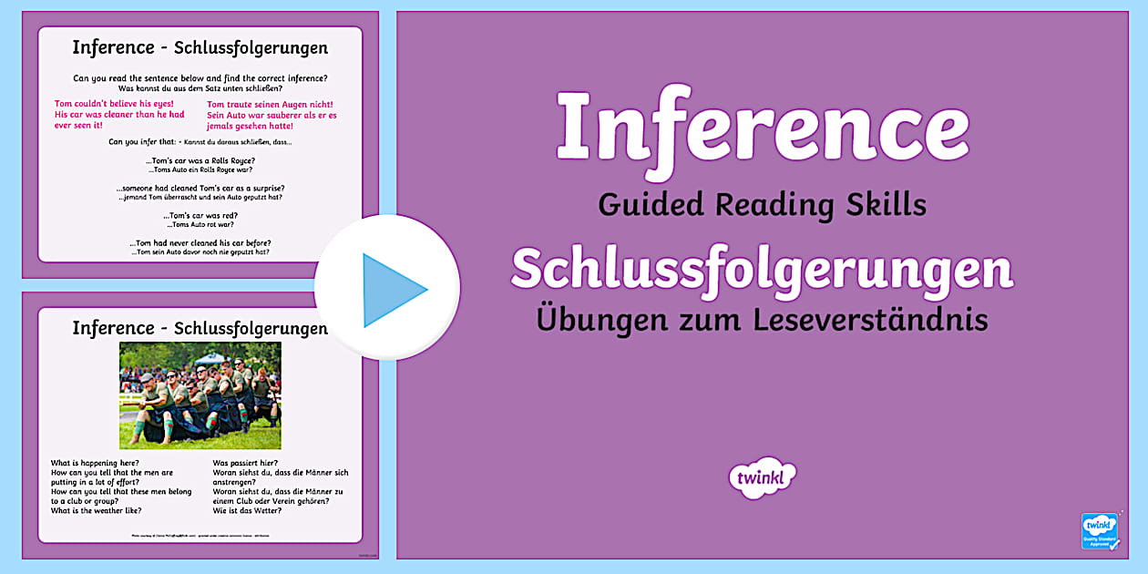 Guided Reading Skills: Inference Task Cards English/German
