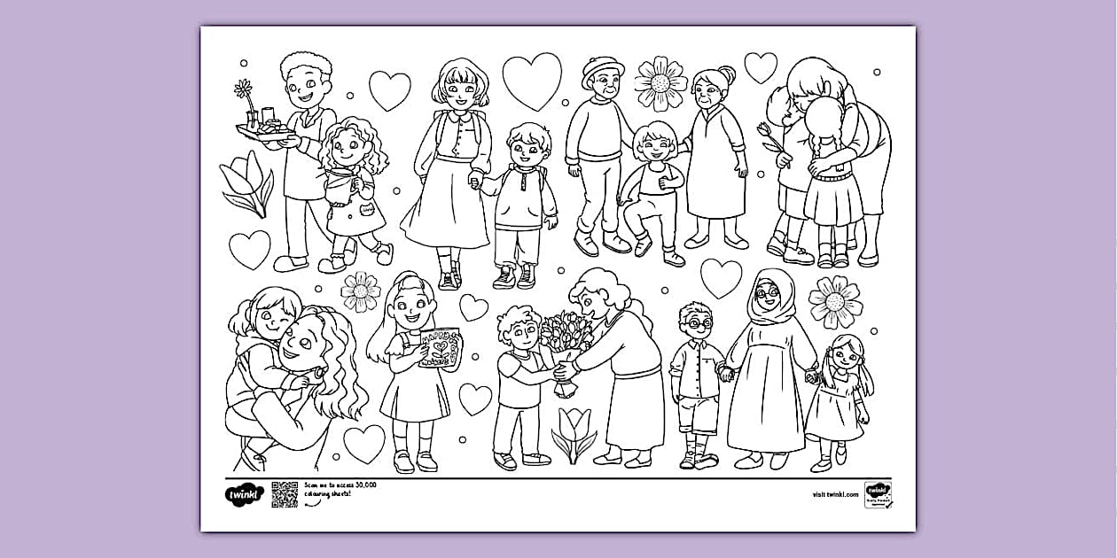 Mother's Day Doodles Colouring Sheet (teacher made) - Twinkl