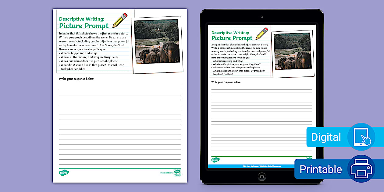 Seventh Gr Descriptive Wr Picture Prompt: Black Elephants