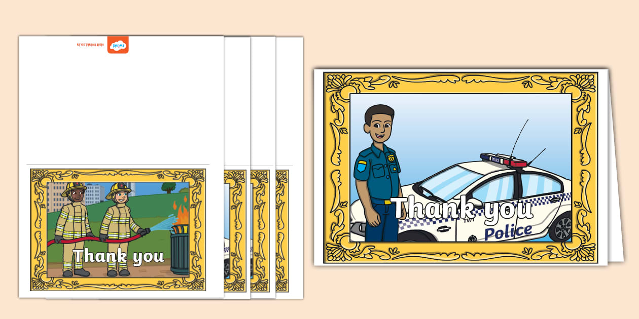 Thank You Community Helpers Greeting Cards - Twinkl