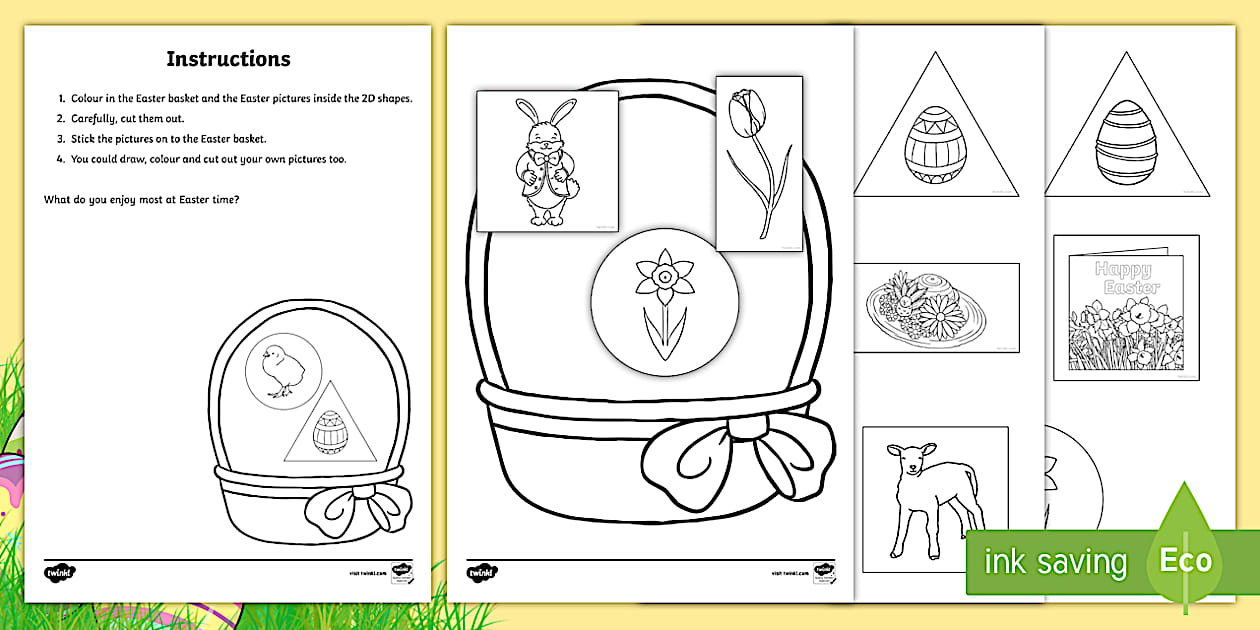 Easter Basket Cutting Skills 2D Shape Activity - Twinkl