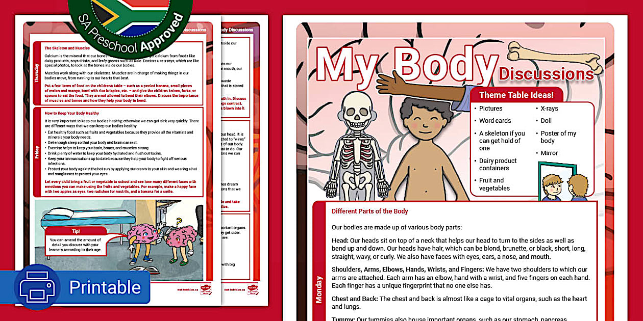Preschool: My Body - Morning Ring Discussion Sheets