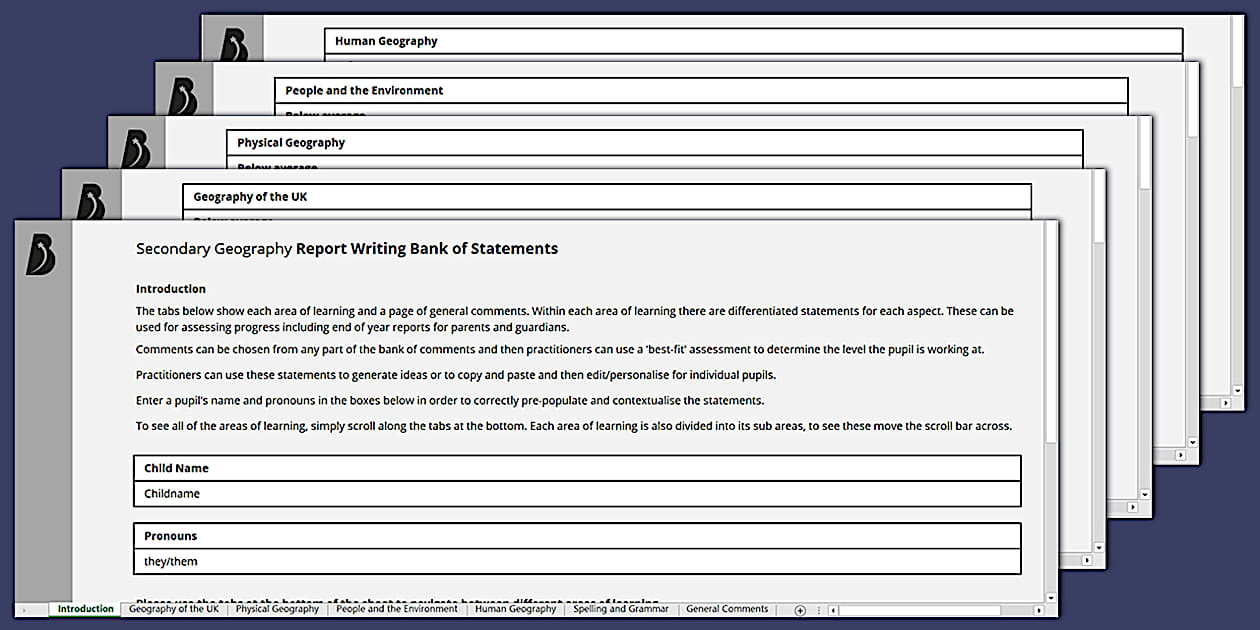 GCSE Geography Report Statements Differentiated | Beyond