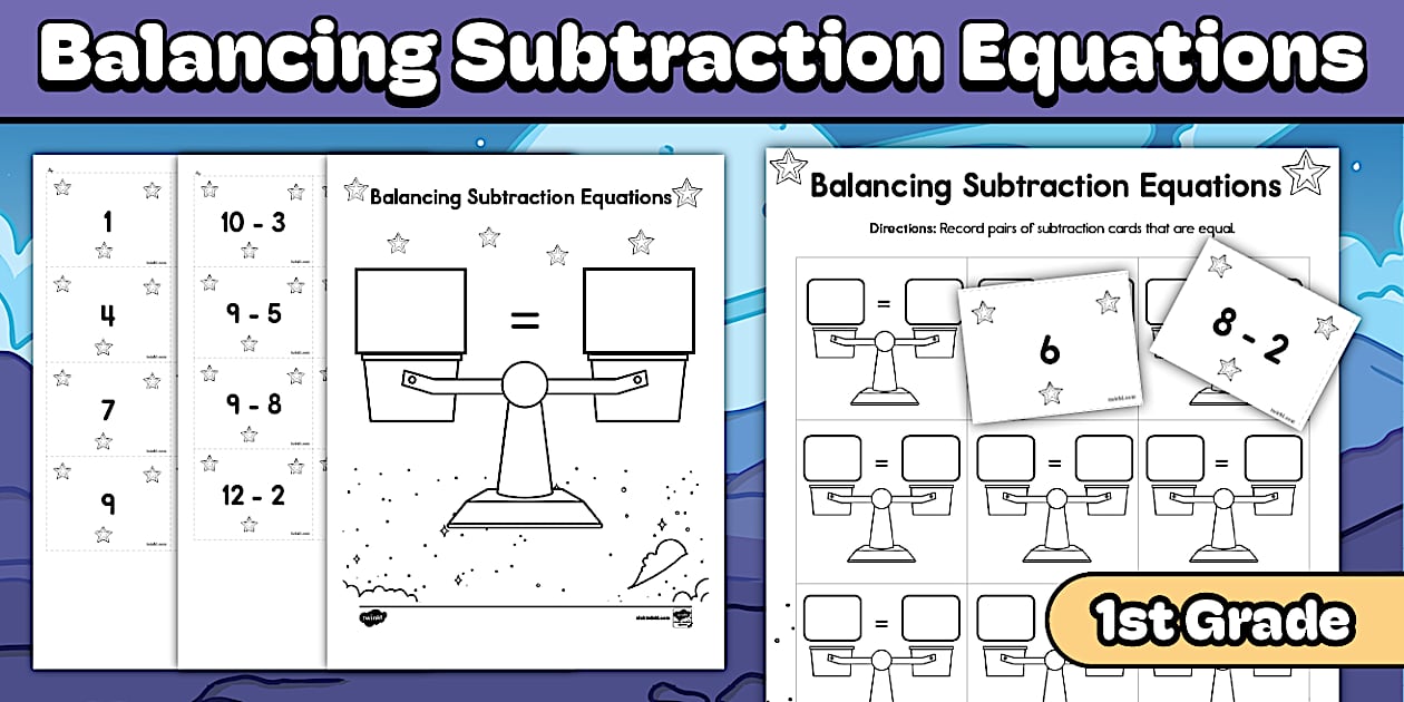 True or False Balancing Subtraction Equations Activity