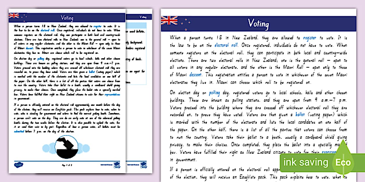 Voting - New Zealand Election Fact File - Twinkl