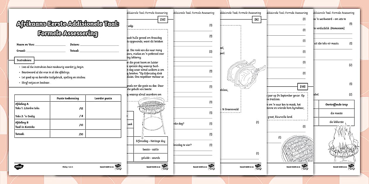 Graad 4 Afrikaans EAT Kwartaal 3 Begrip- en Taaltoets (KABV Belyn)