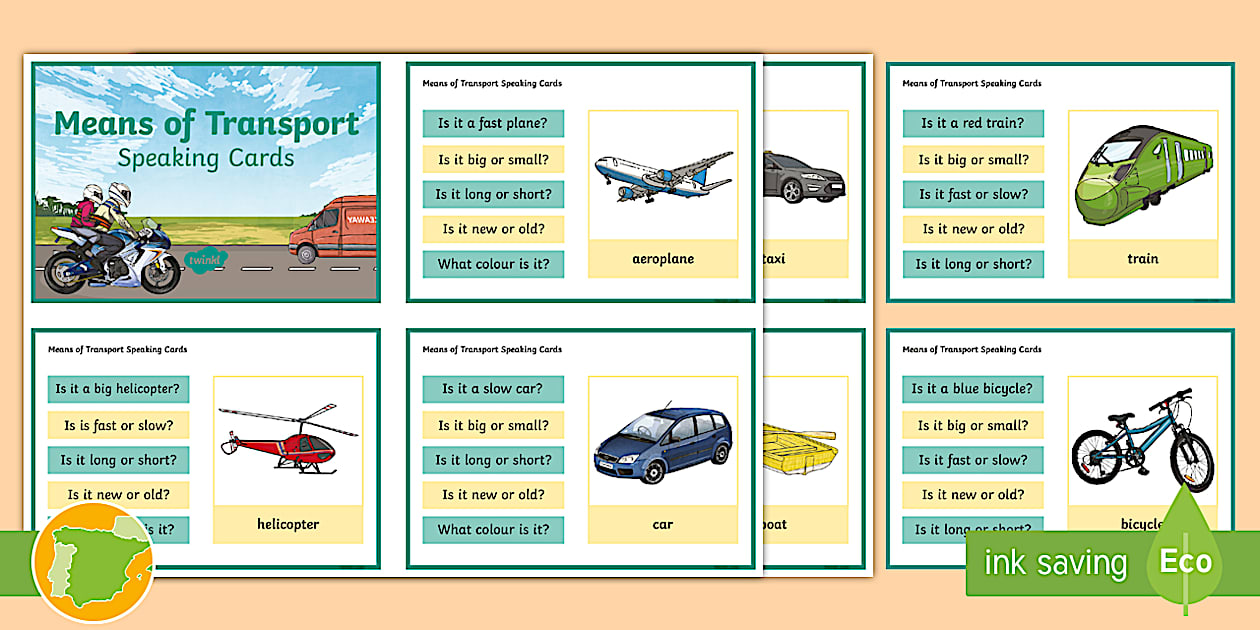 A2 Tarjetas de vocabulario: Hablar de medios de transporte - Inglés