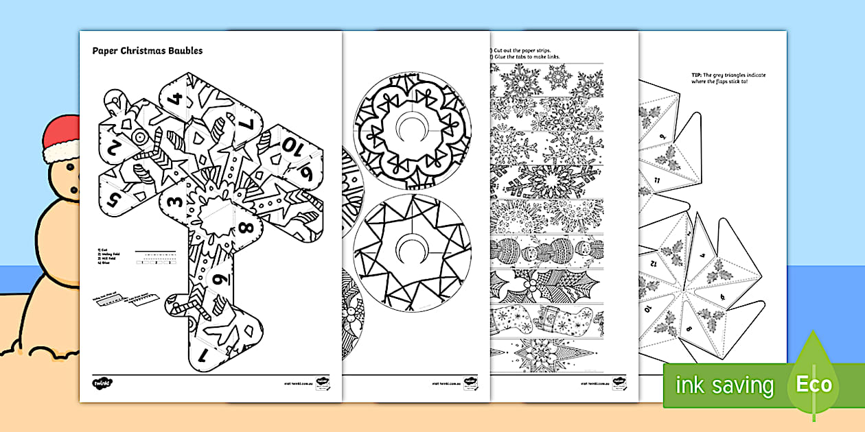 Christmas Decorations Colouring | Australia Primary Resource