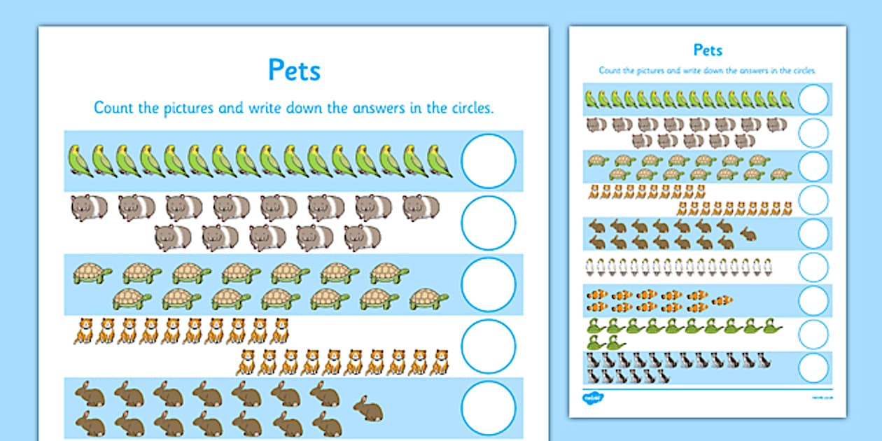Editable National Pet Month: Pets Counting 11-20 Worksheet
