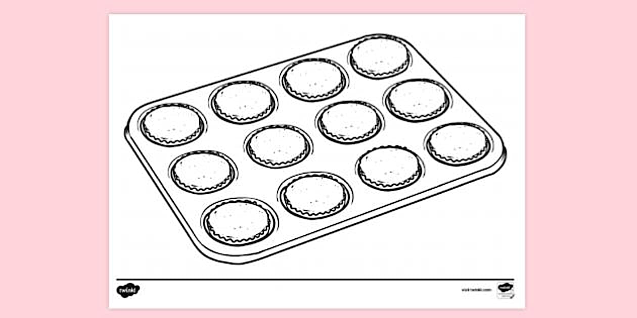 Baking Tray with Cakes Colouring Sheet | Colouring Pages