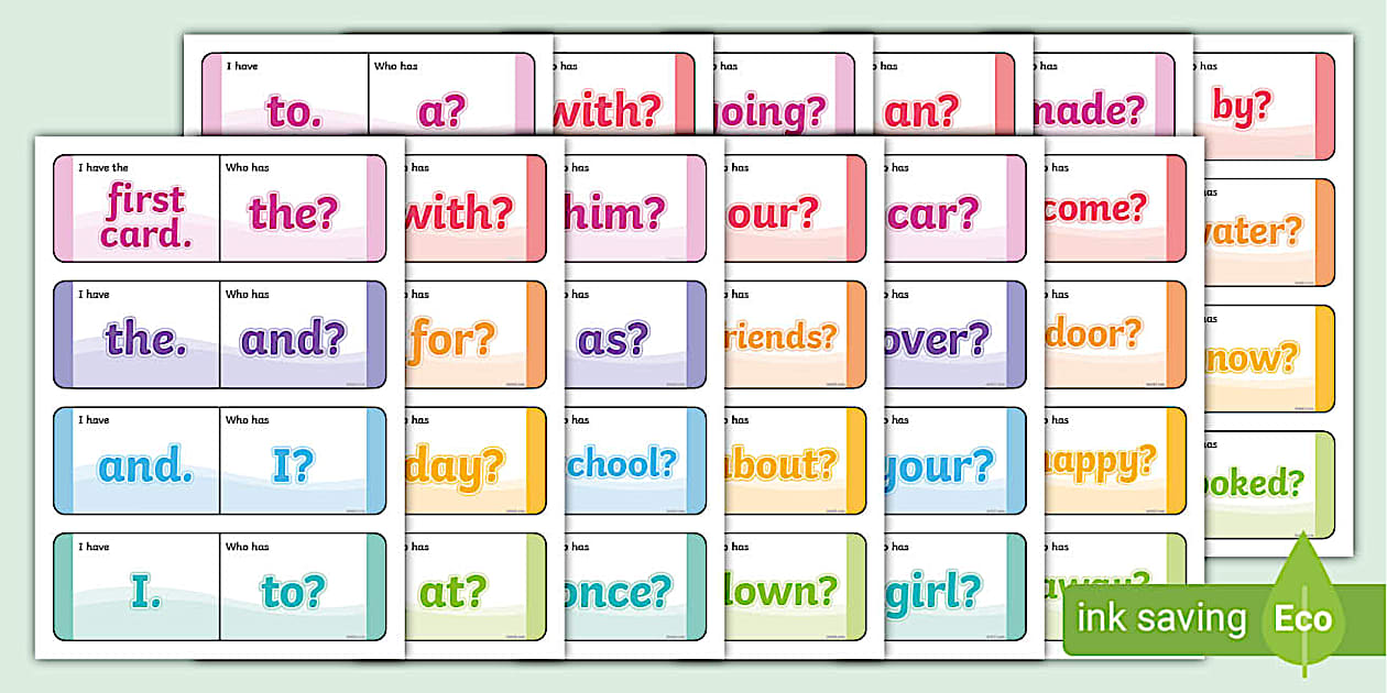 I Have Who Has High Frequency Words Pack (teacher made)