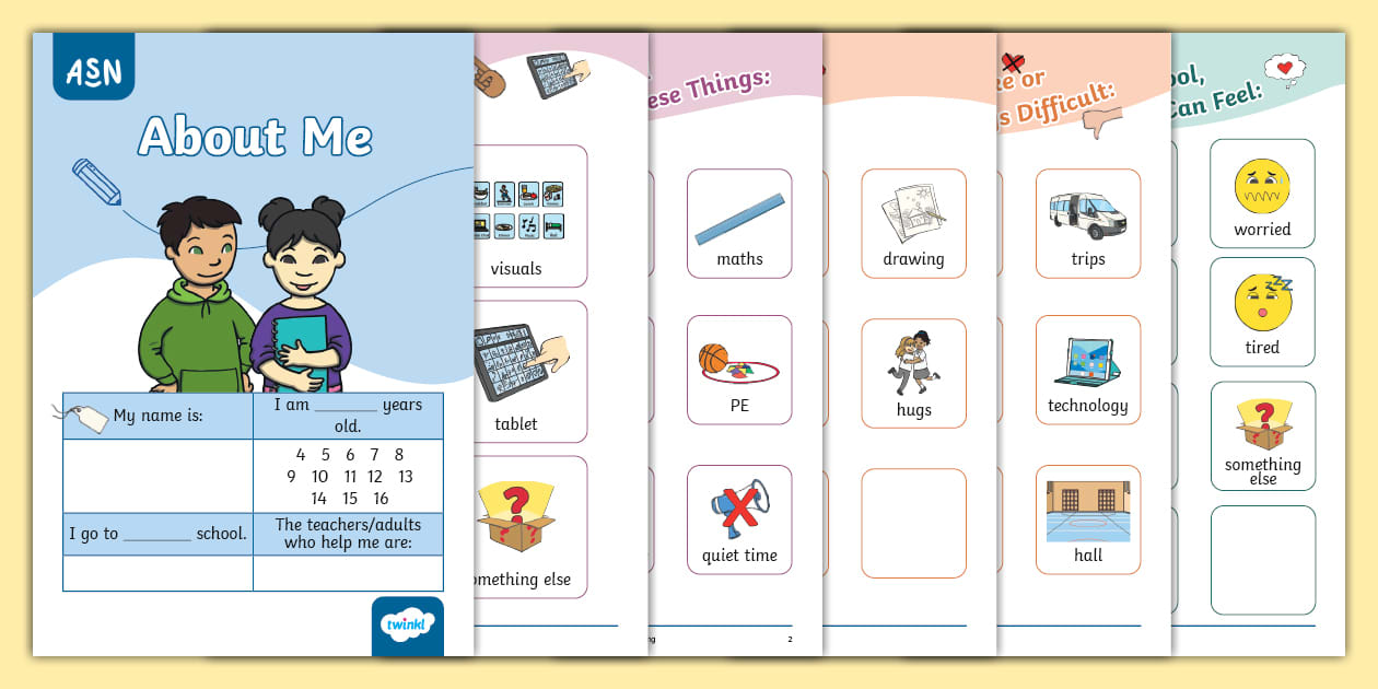 All About Me Booklet with Visual Supports - Twinkl