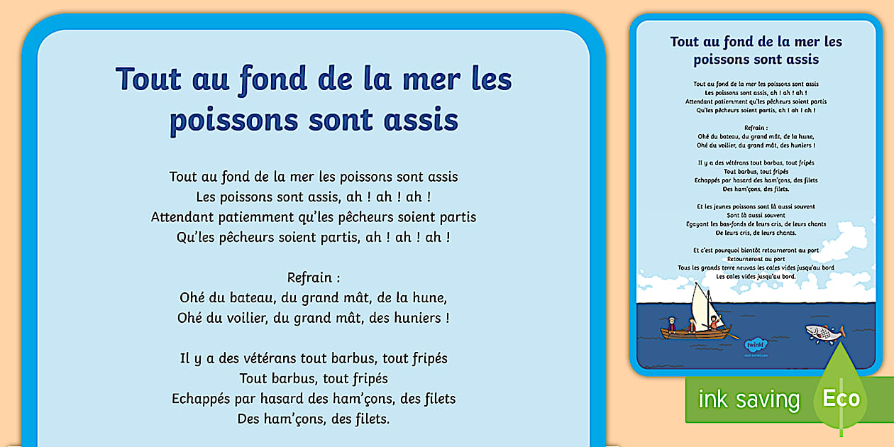 Chanson : Tout au fond de la mer (Teacher-Made) - Twinkl