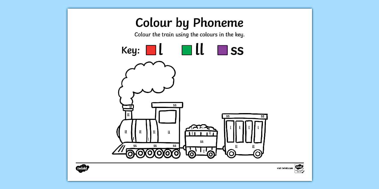 Precursive Color by Phoneme Train Phase 2 l ll ss - Twinkl