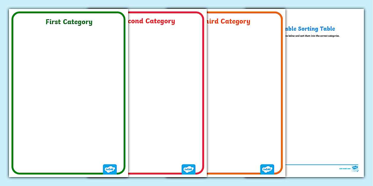 Editable Blank Sorting Table (teacher made) - Twinkl