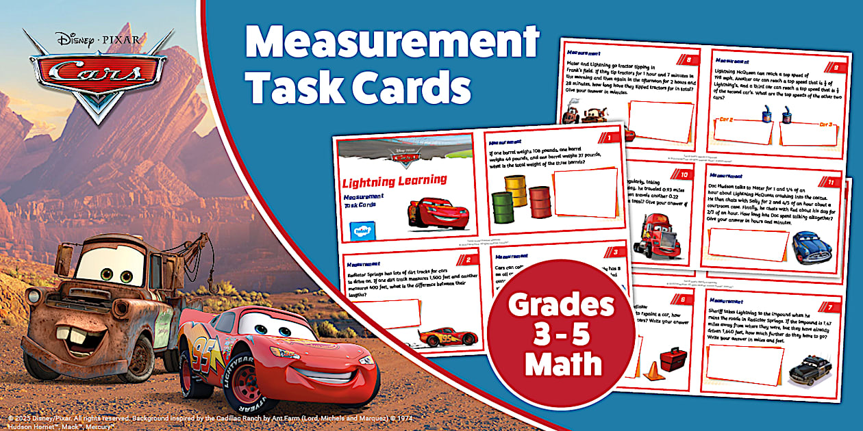 Cars: Lightning Learning! Measurement Math Task Cards