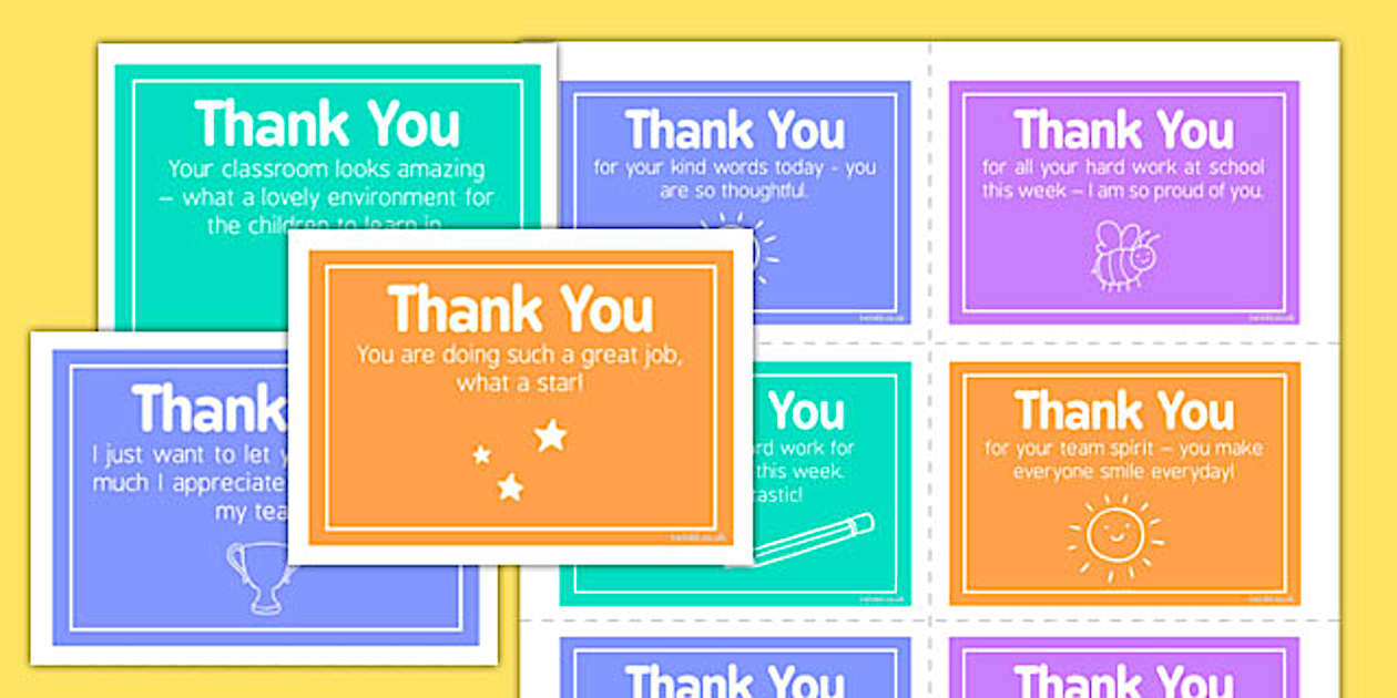 Editable Thank You Notes for School Staff - Twinkl