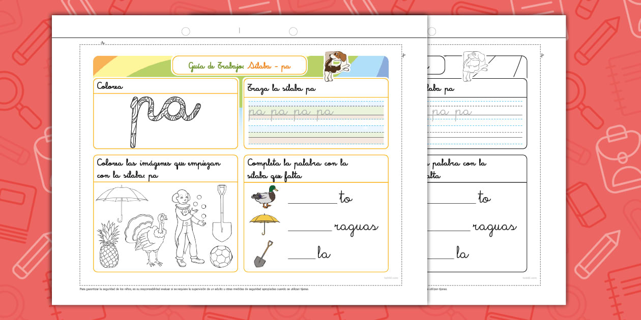 Guía de Trabajo: Sílaba - pa (creat de profesori) - Twinkl