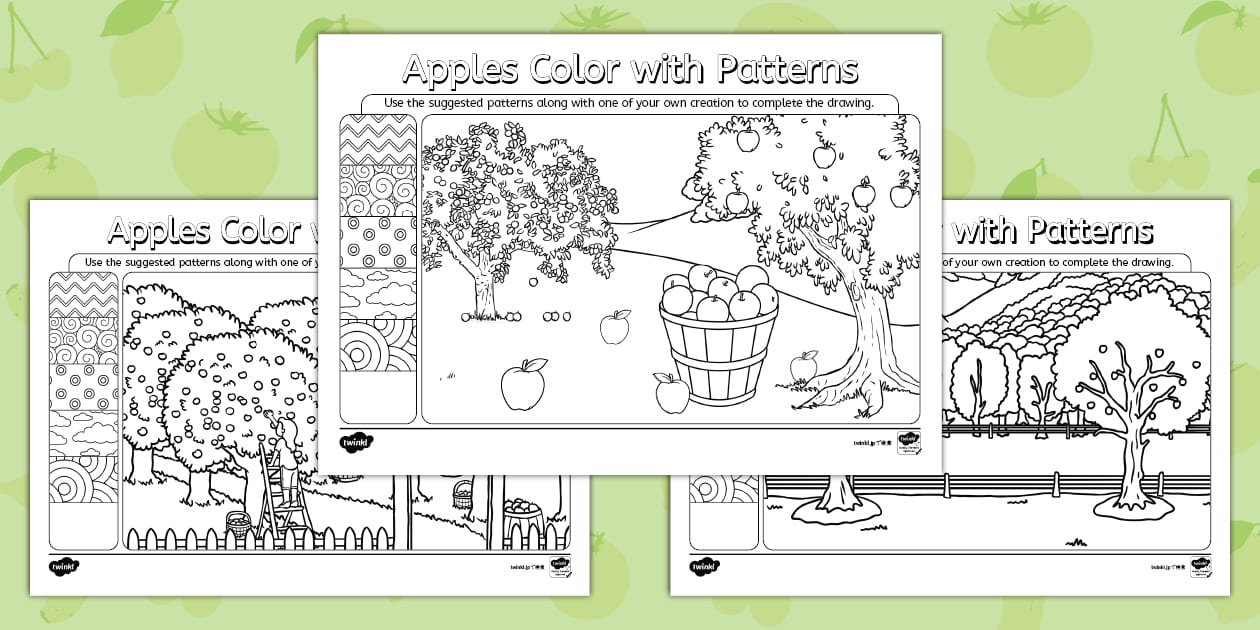 Apples Color with Patterns Activity (teacher made) - Twinkl