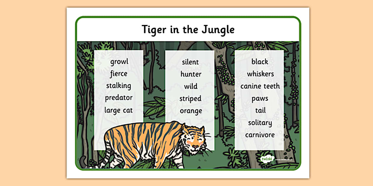 Jungle Tiger Word Mat (teacher made) - Twinkl