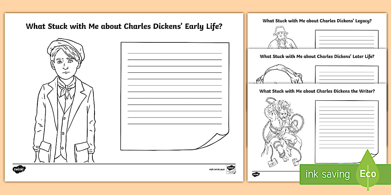 Charles Dickens Sticky Notes Plenary Worksheet - Twinkl