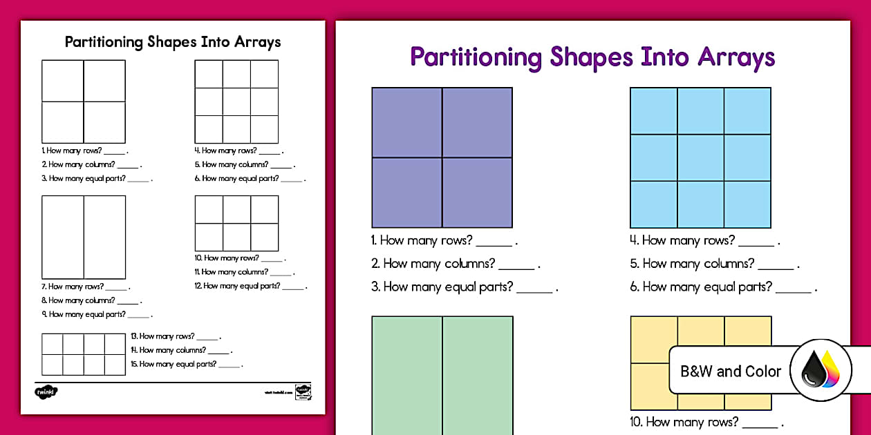 Partitioning Shapes into Arrays Worksheet - Math - Twinkl