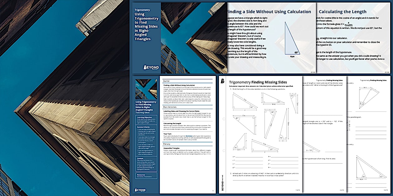 Trigonometry Lesson 1: Missing Sides in Right-Angled Triangles