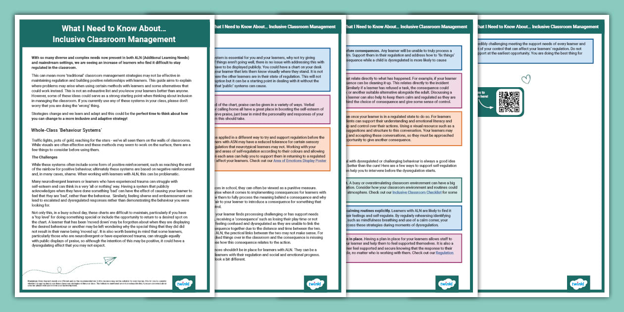 What I Need to Know About Inclusive Classroom Management: CfW Guidance