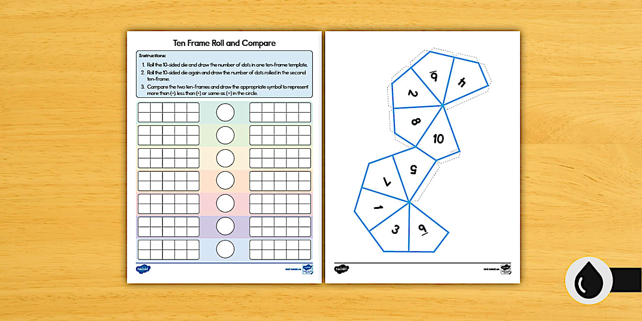 Ten Frame Roll and Compare Activity Sheet (Teacher-Made)